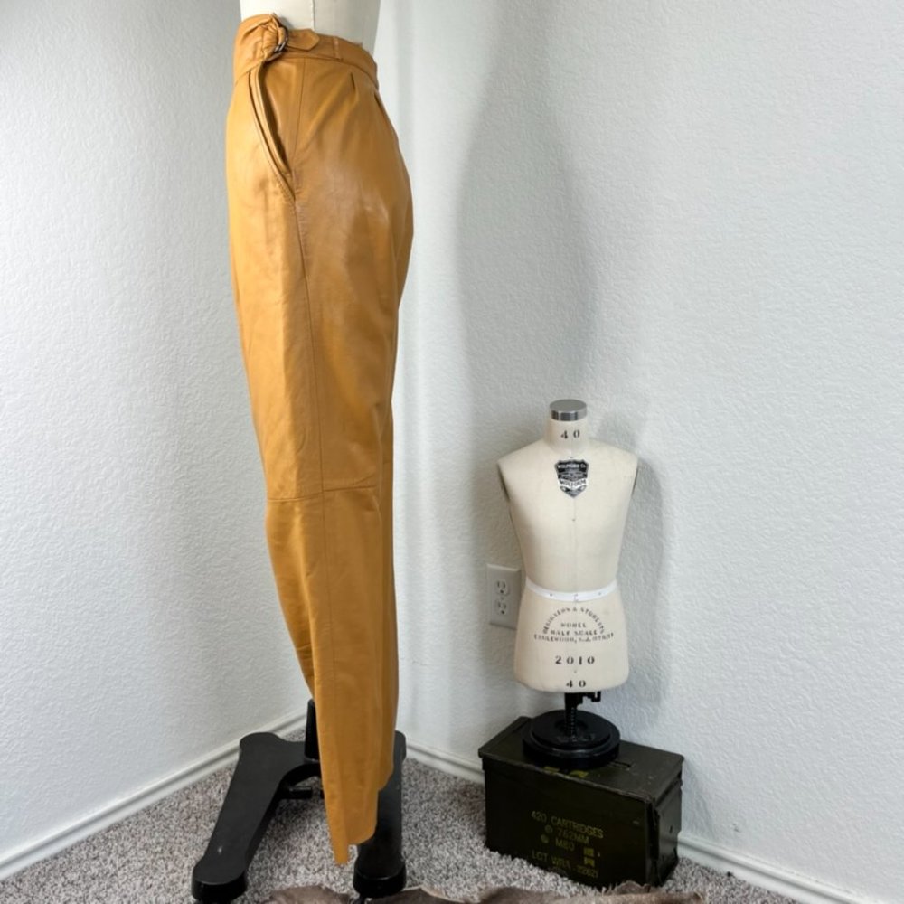 Beged - Or Italia Leather Pants High Waist Pleated - Gem